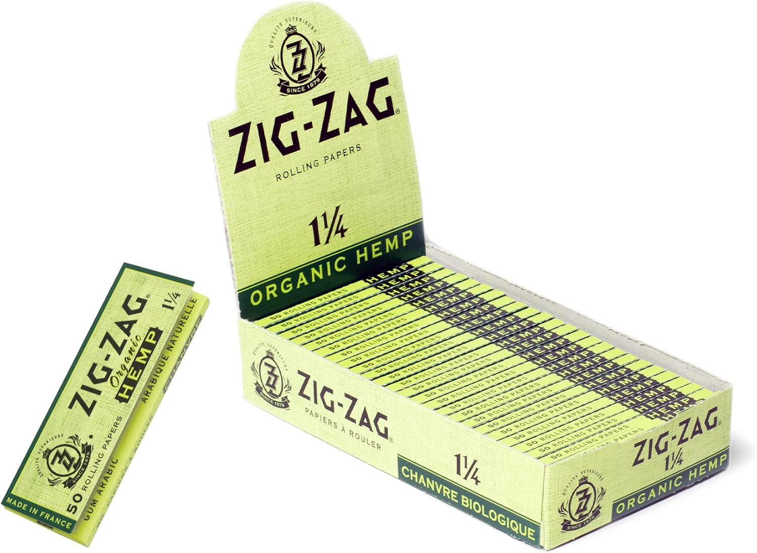 Zig-Zag - Organic Hemp Rolling Papers, 1¼ Size Roll, Box of 25 Packs ...